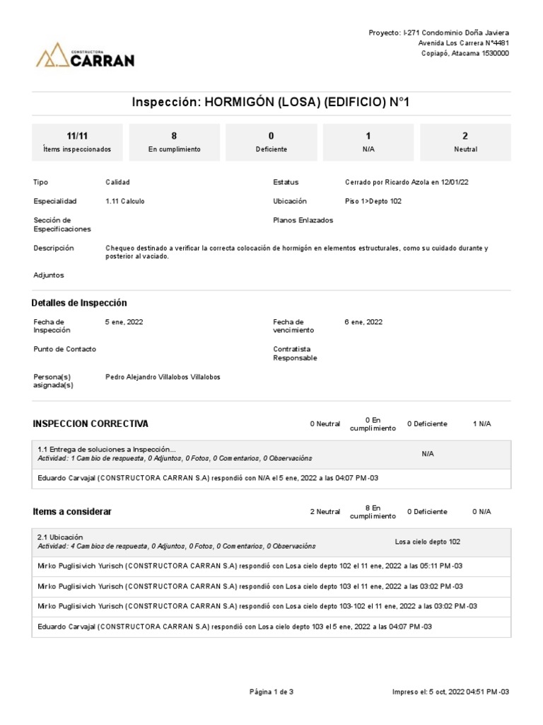 I-271-Condominio Do A Javiera-1-Hormig N Losa Edificio-2022!10!05 | PDF