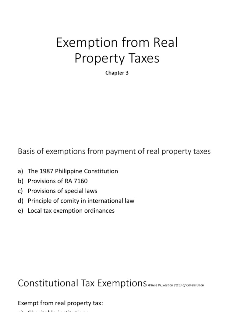 Real Property Tax Exemptions in the Philippines | PDF | Property Tax ...