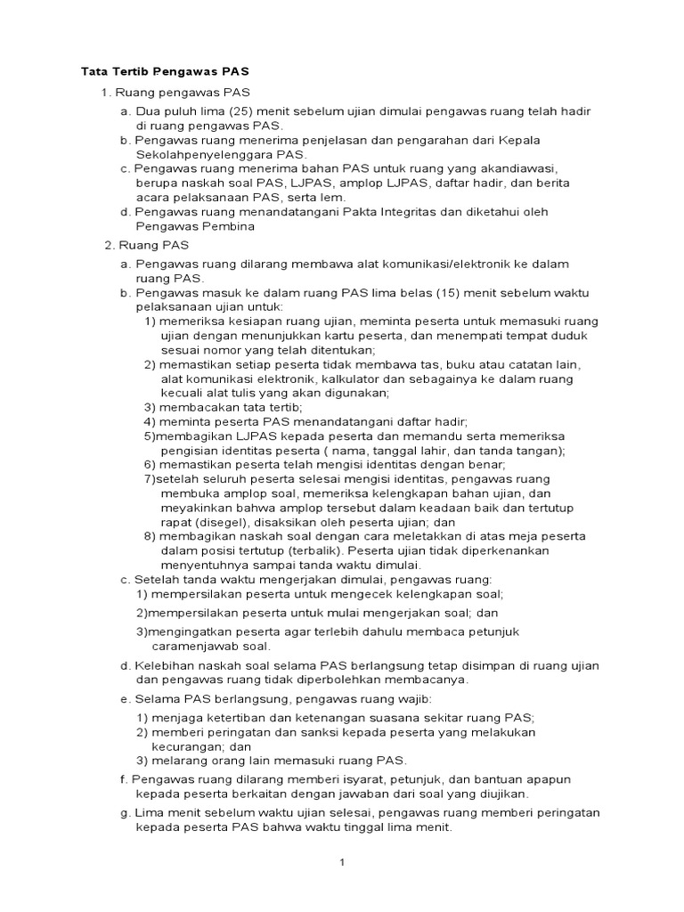 Tata Tertib Peserta Dan Pengawas Pas | PDF