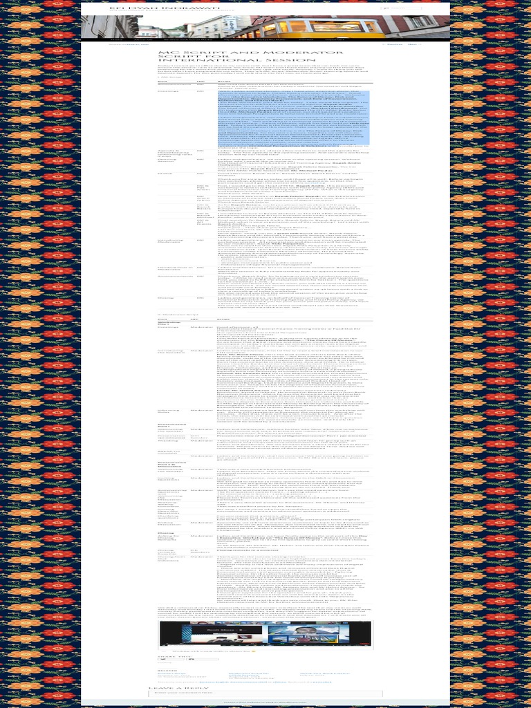 MC Script and Moderator Script For International Session - Efi Dyah ...