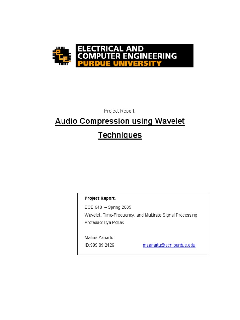 Audio Compression Using Wavelet Techniques: Project Report | PDF | Data Compression | Wavelet