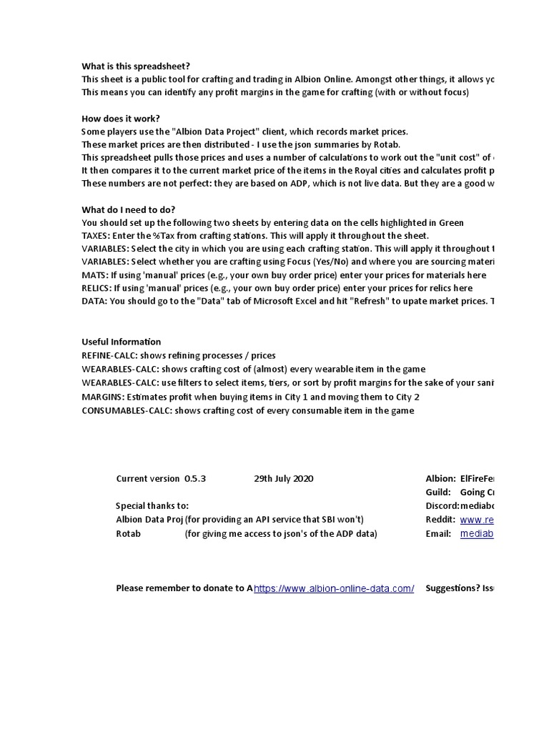 Albion Trading | PDF | Prices | Spreadsheet