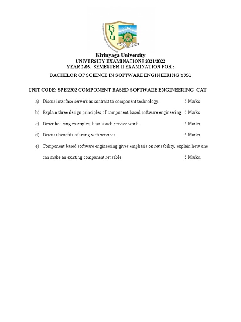 Component-Based Software Engineering Exam | PDF