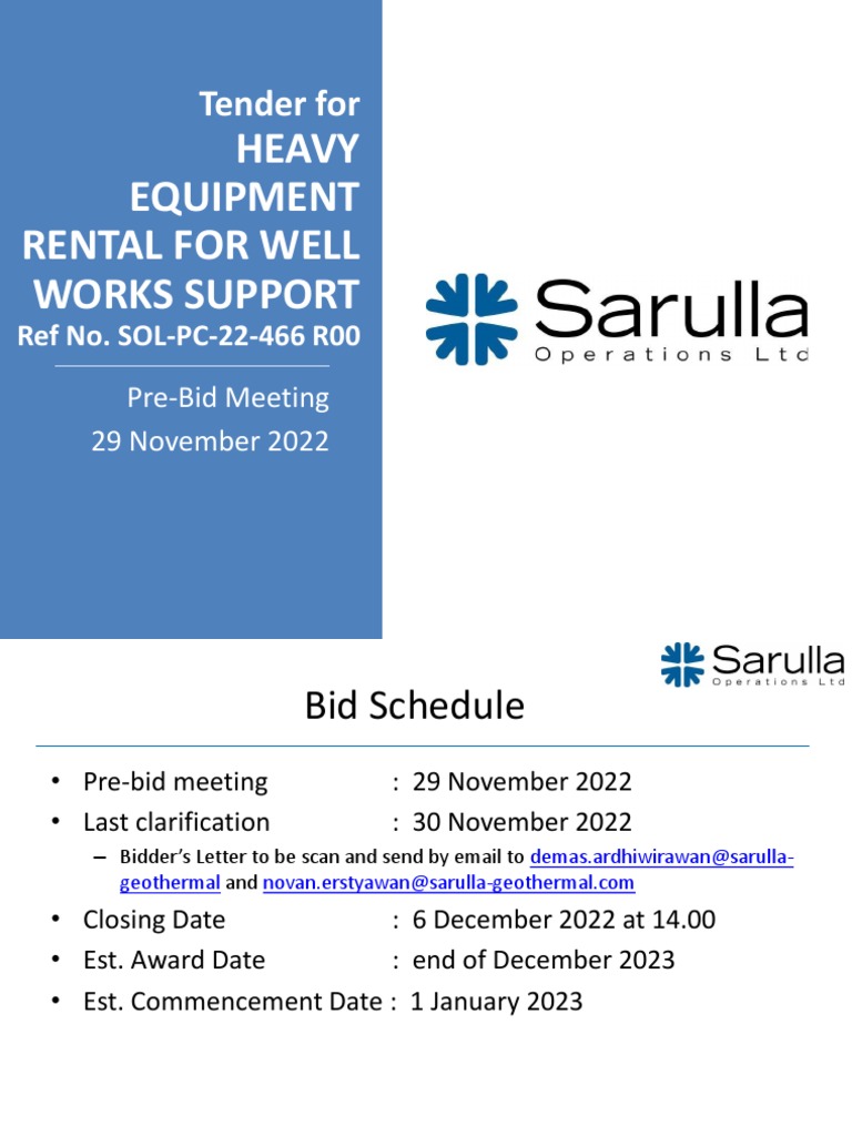 Pre-Bid Meeting Presentation - Heavy Equipment | Download Free PDF ... Pre-Bid Meeting Presentation - Heavy Equipment | Download Free PDF ...