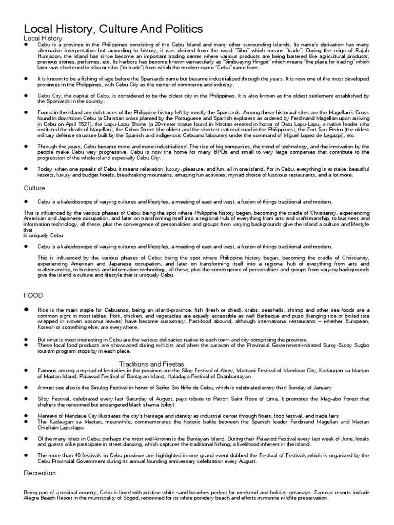 Local History | PDF | Cebu | Philippines