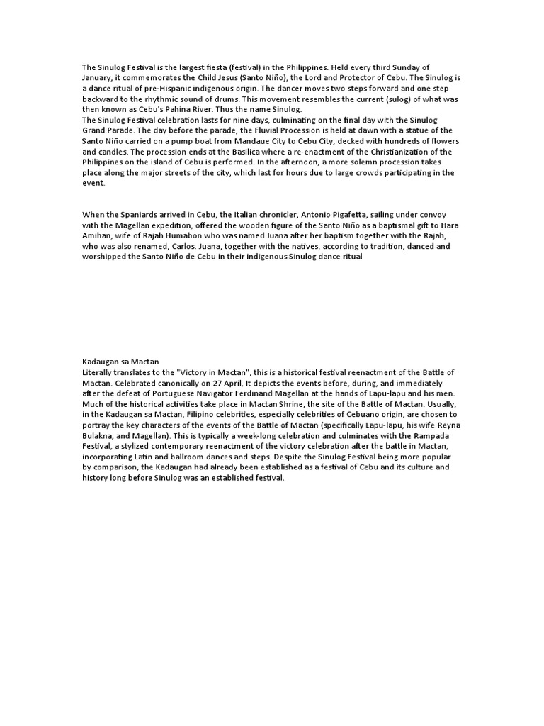 The Sinulog Festival Is The Largest Fiesta Pdf Cebu Philippines