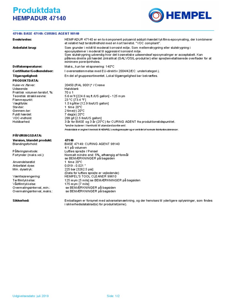 PDS Hempadur 47140 Da-DK | PDF