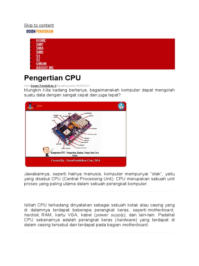Komponen Cpu | PDF | Komputer | Teknologi & Rekayasa
