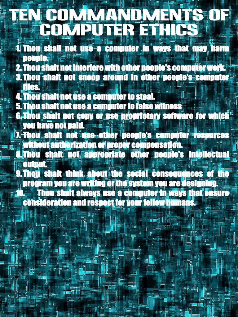 Ten Commandments of Computer Ethics | PDF | Computers