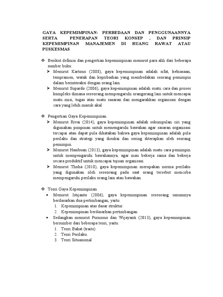 Gaya Kepemimpinan di Puskesmas | PDF | Sains & Matematika