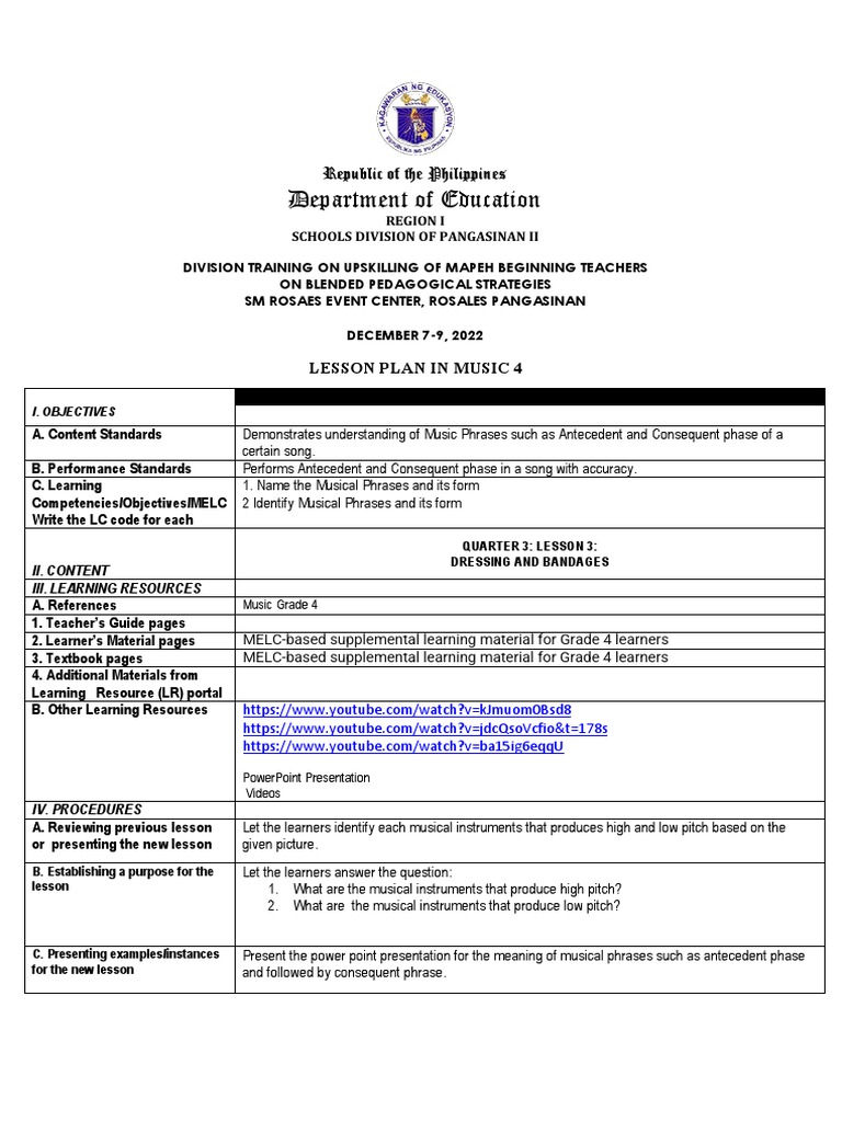 DDL Music Michelle | PDF | Learning | Lesson Plan