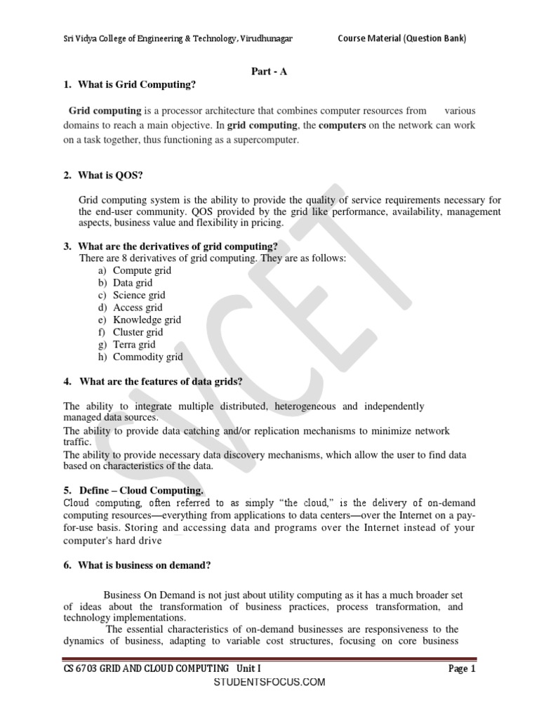 Unit 1 CC | PDF | Grid Computing | Cloud Computing