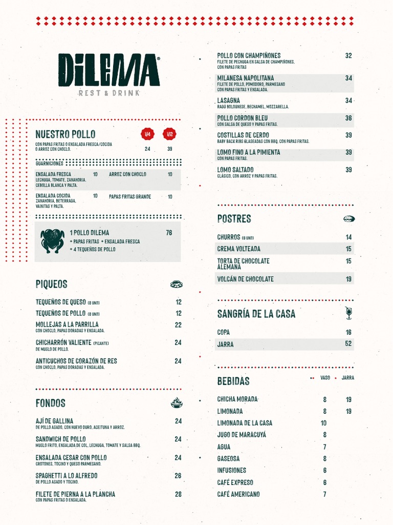 Carta Dilema | PDF | ensalada | Pizza