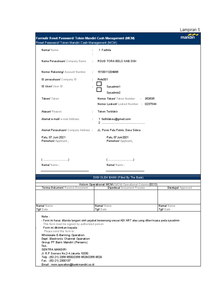 Lampiran 8 Form Reset Password MCM Final | PDF