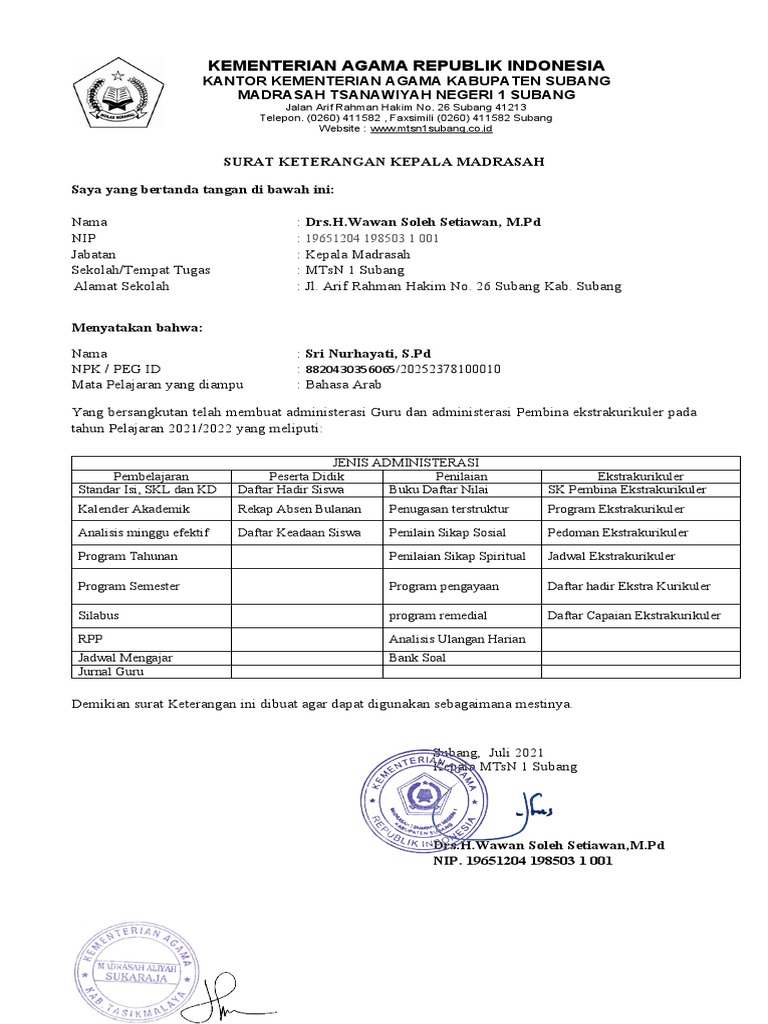 Surat Keterangan Administrasi PPG | PDF