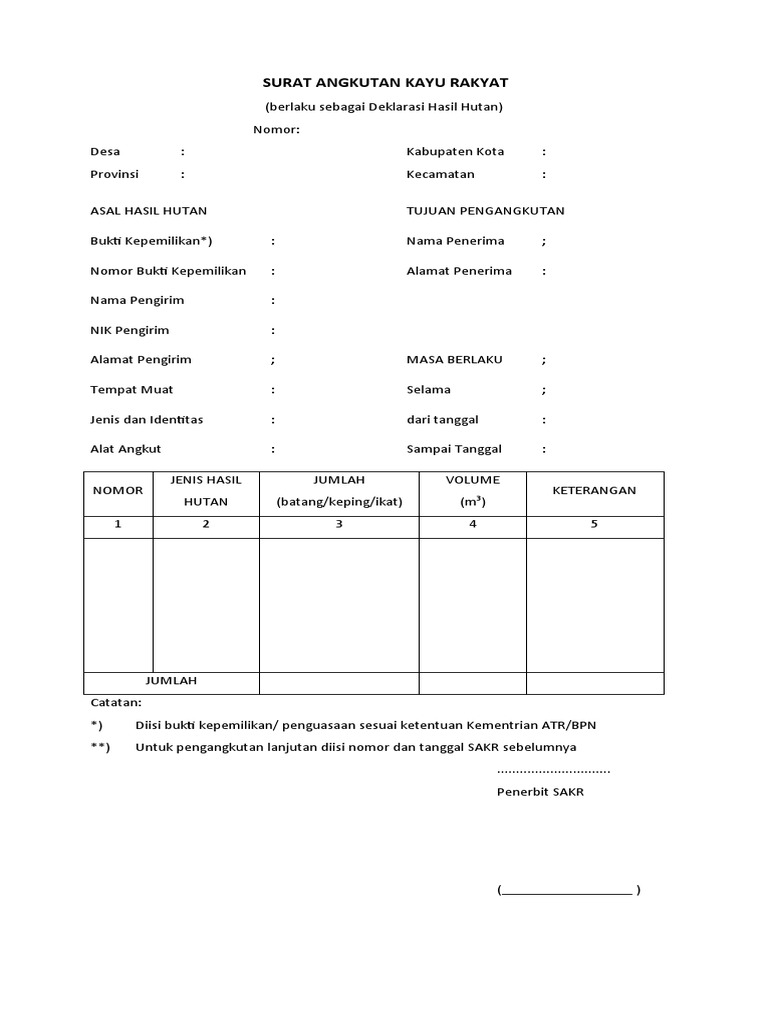 Surat Angkutan Kayu Rakyat | PDF