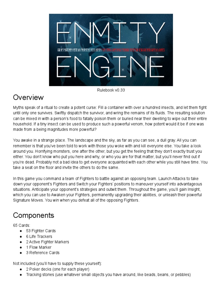 Enmity Engine Rules v0.33 | PDF | Playing Cards | Gaming Devices