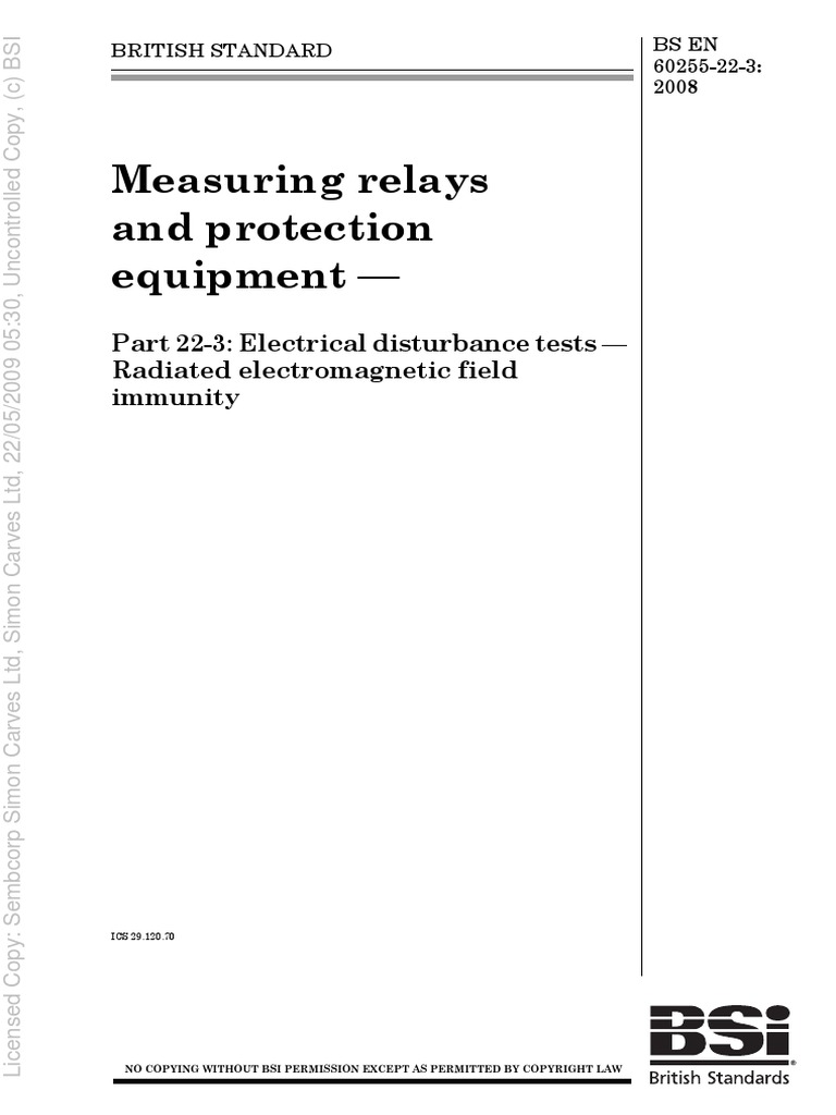 302-Bs en 60255 2008 22-3 Radiated Electromagnetic Feild Immunity | PDF | Hertz ...