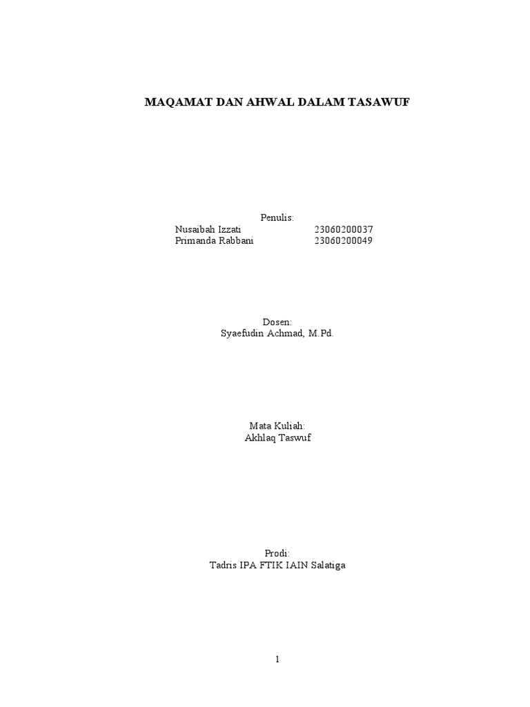 Kel 9 - Maqamat Dan Ahwal Dalam Tasawuf | PDF