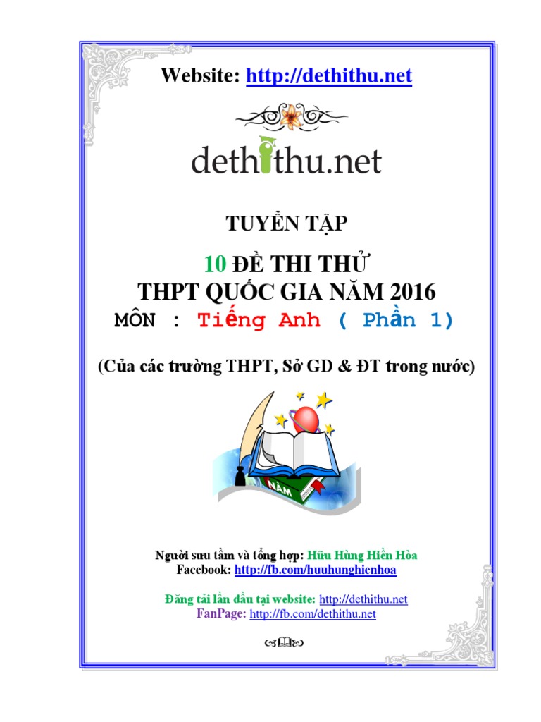 (DeThiThu - Net) 10 de Thi Tieng Anh 2016 Co KEY | PDF