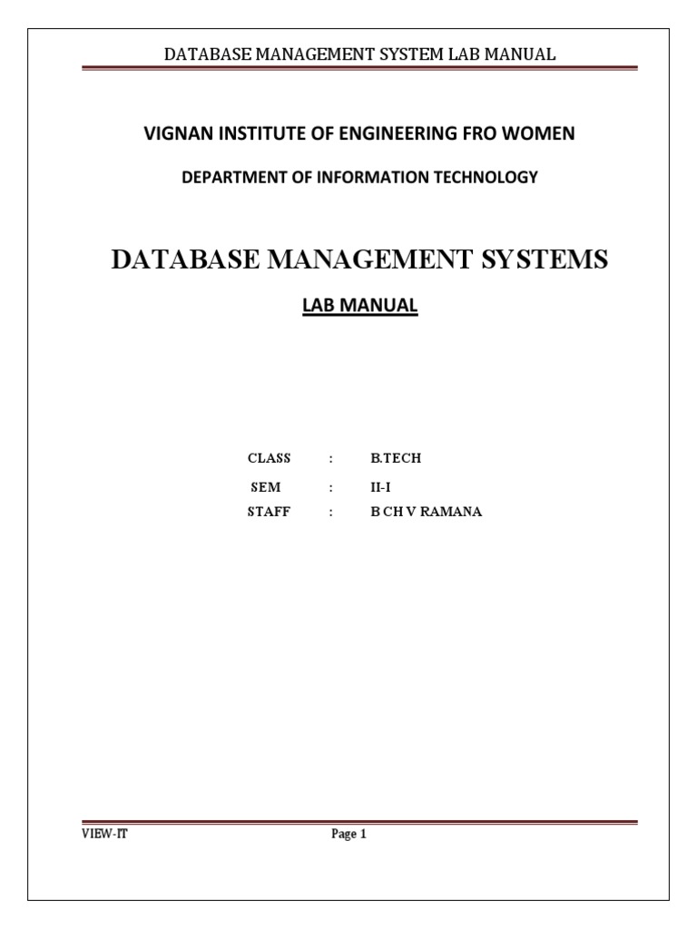 Dbms Lab Manual - 24!08!2022 | PDF