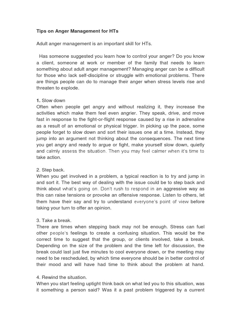 Anger Management 10 Tips | PDF | Anger | Cognition