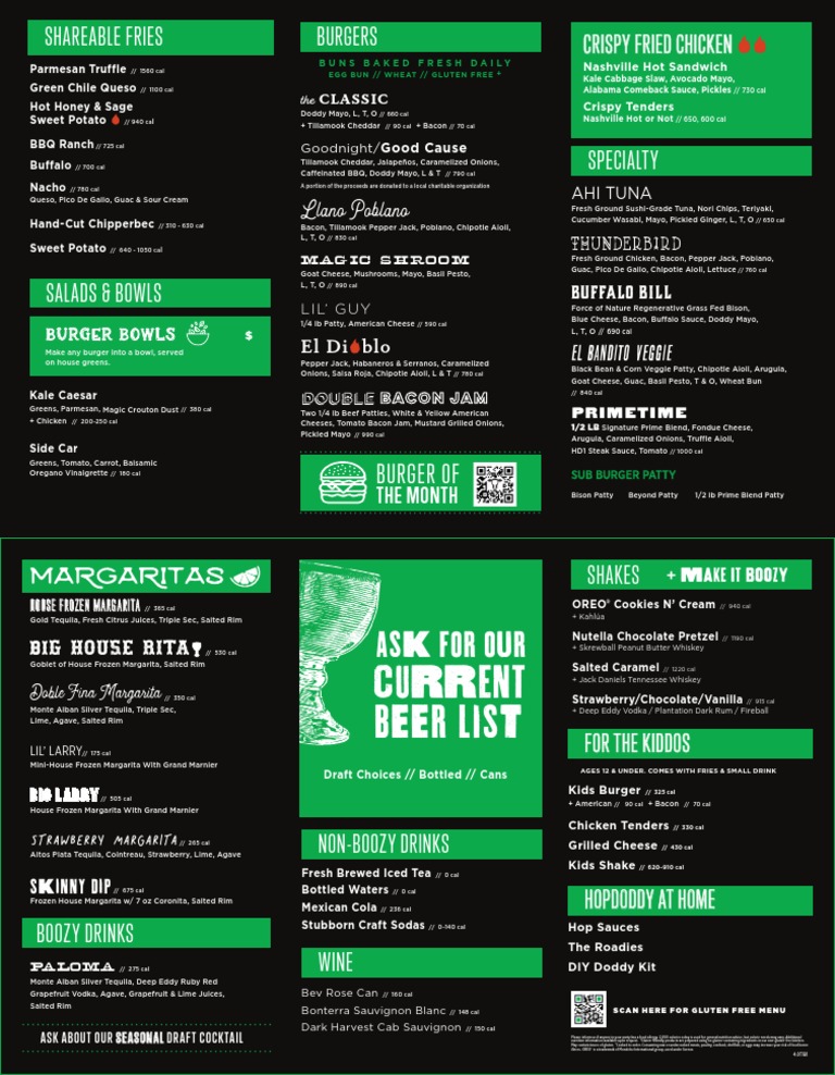 Hopdoddy Menu | PDF | Hamburgers | Food And Drink Preparation