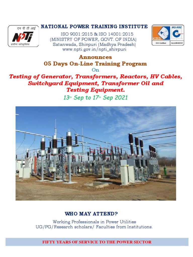 Online Power Equipment Testing Training | PDF | Electrical Grid | Power ...