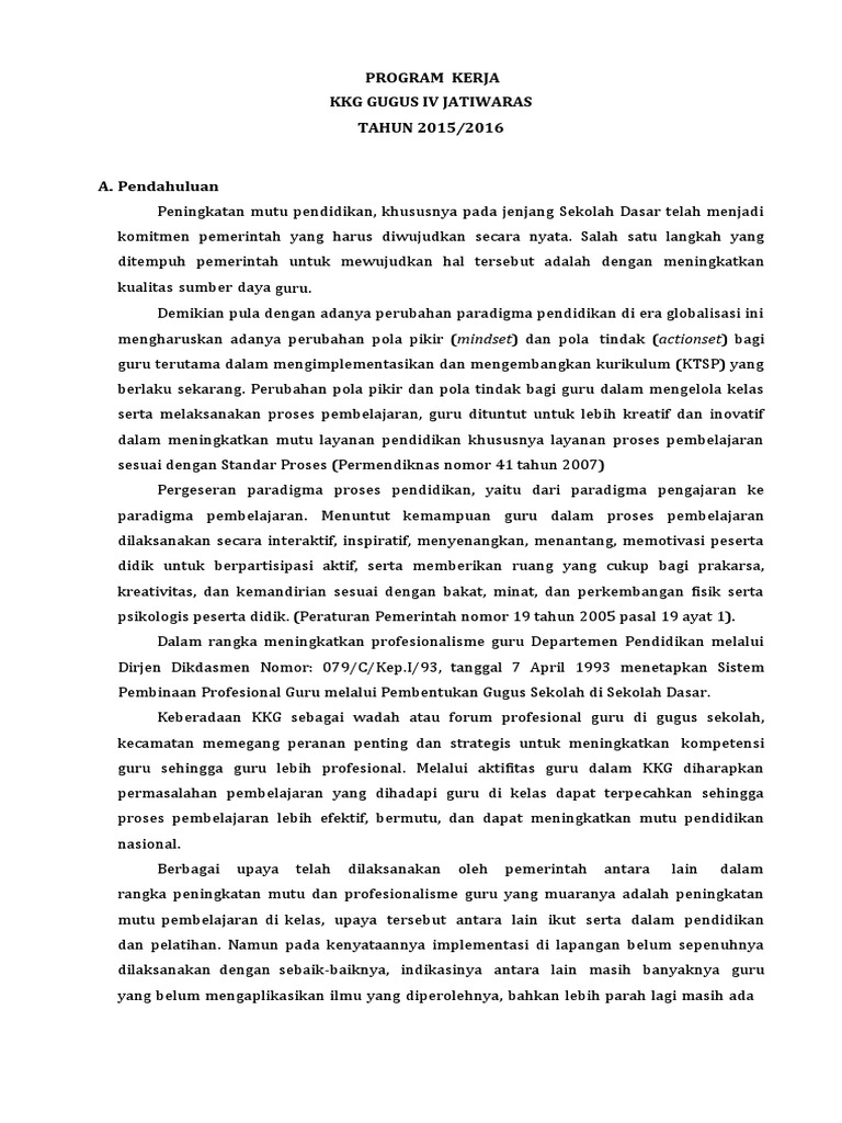 Program Kerja KKG Gugus IV Jatiwaras Hasil Revisi | PDF