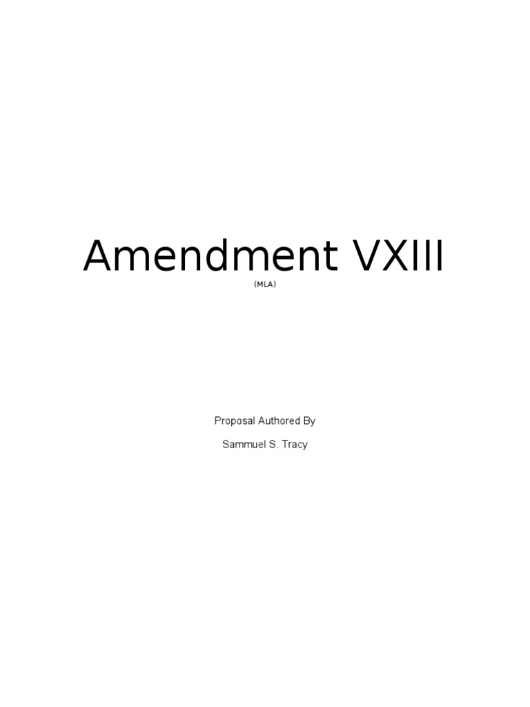 Amendment Vxiii Policy Paper | PDF | Second Amendment To The United ...