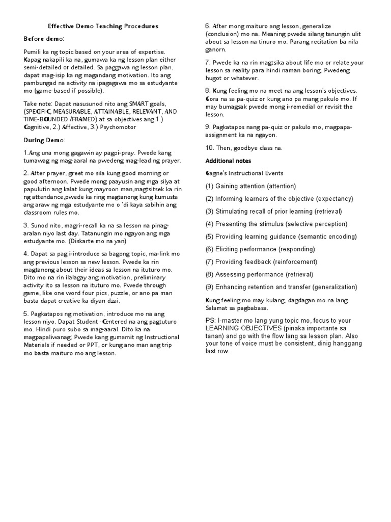 Demo Tips | Download Free PDF | Learning | Recall (Memory)