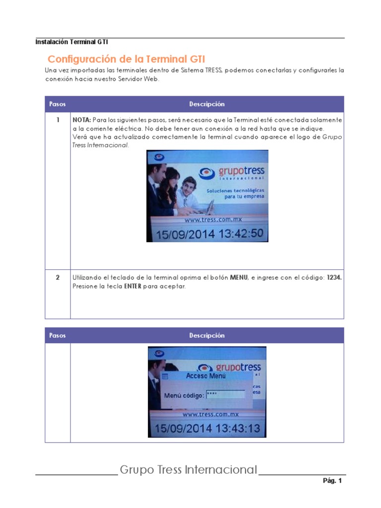 Configuración Terminal GTI TRESS | PDF | Dirección IP | Redes
