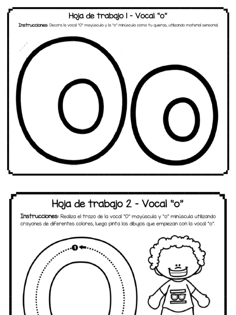 Hojas De Trabajo De Vocales Cortas O