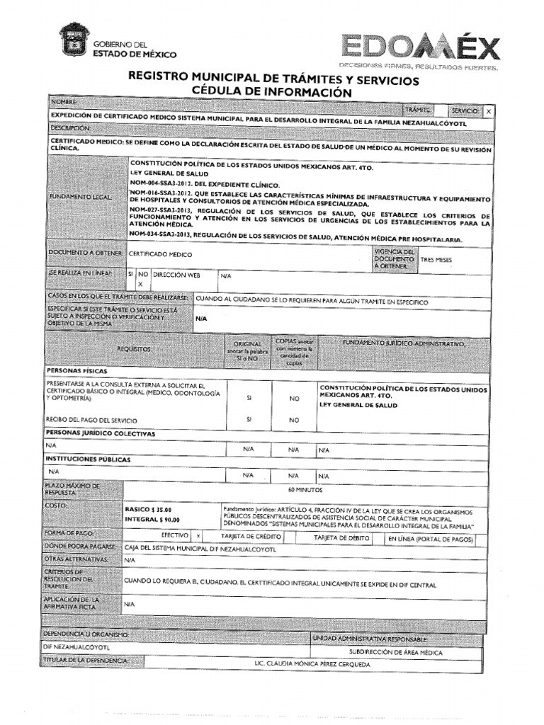 Expedicion de Certificado Medico | PDF