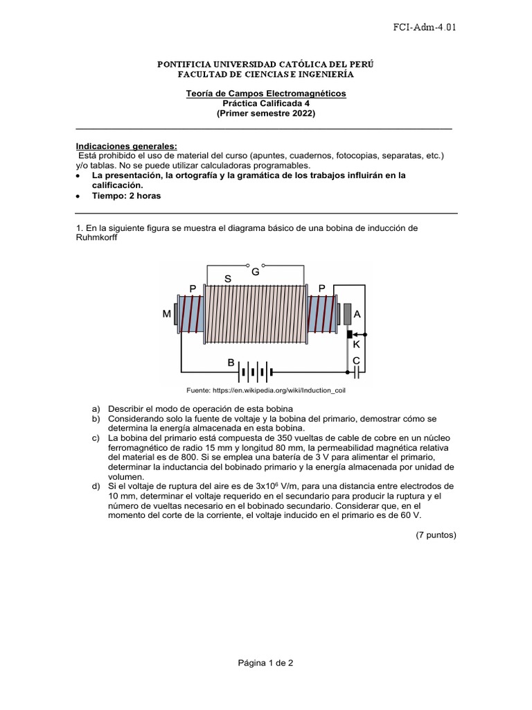 PC4 - 1iee07 - 2022-1 - A | PDF | Inductor | Transformador