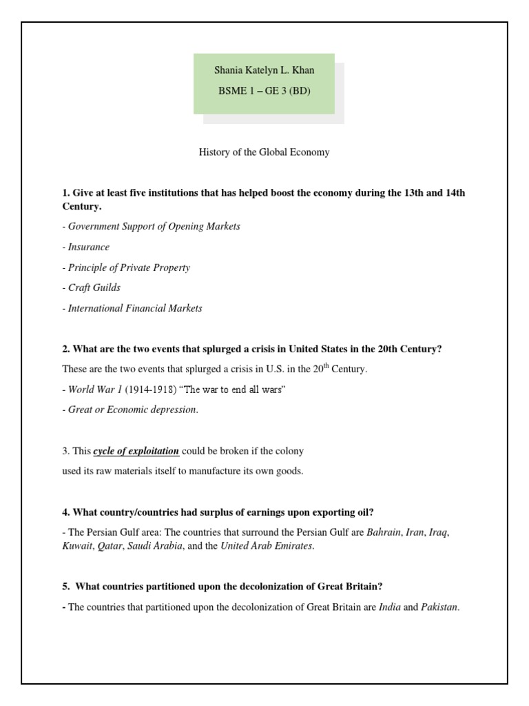 History of the Global Economy Insights | PDF | World Bank ...