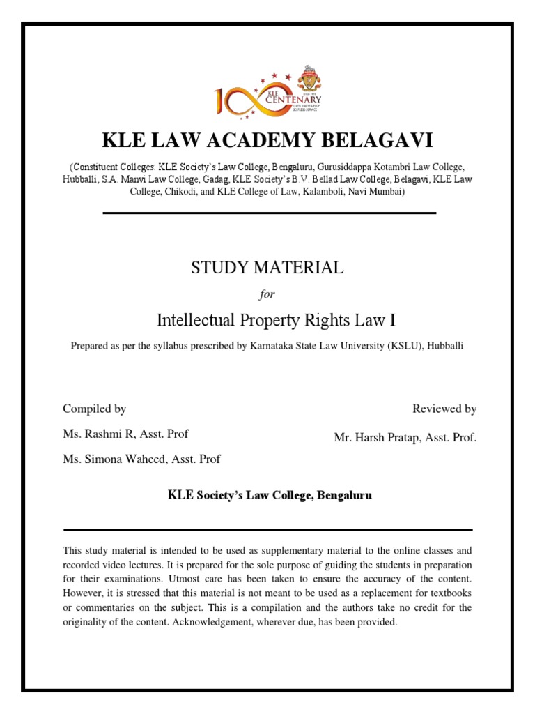 IPR 1 Study Material | PDF | Patent Application | Glossary Of Patent Law Terms