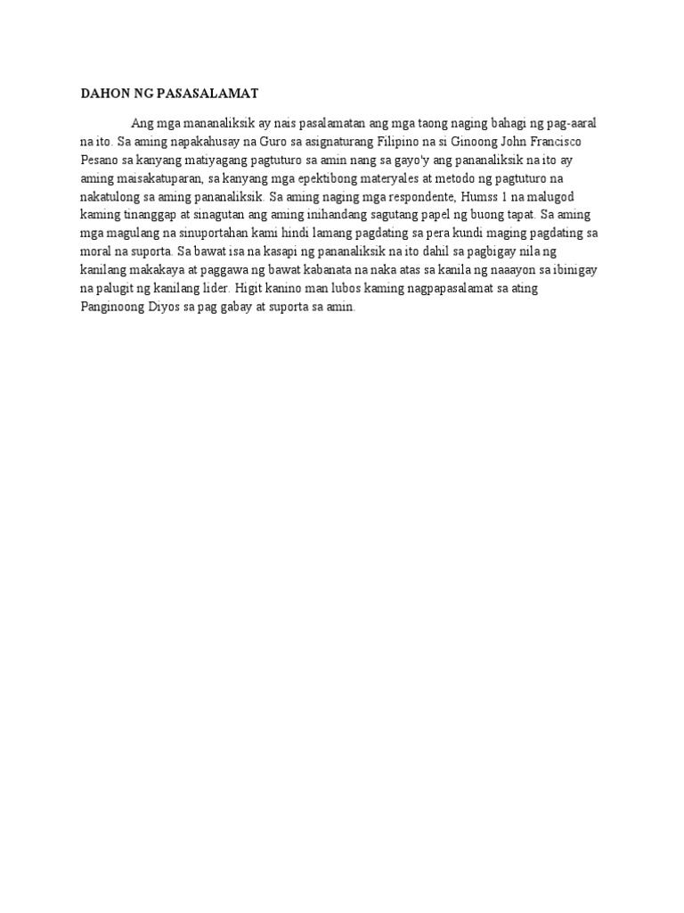 Dahon NG Pasasalamat | PDF