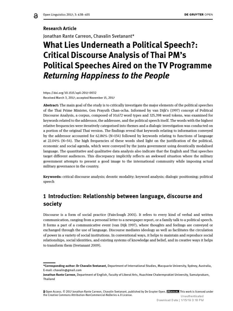 What Is Behind A Political Speech | PDF | Linguistics | Thailand