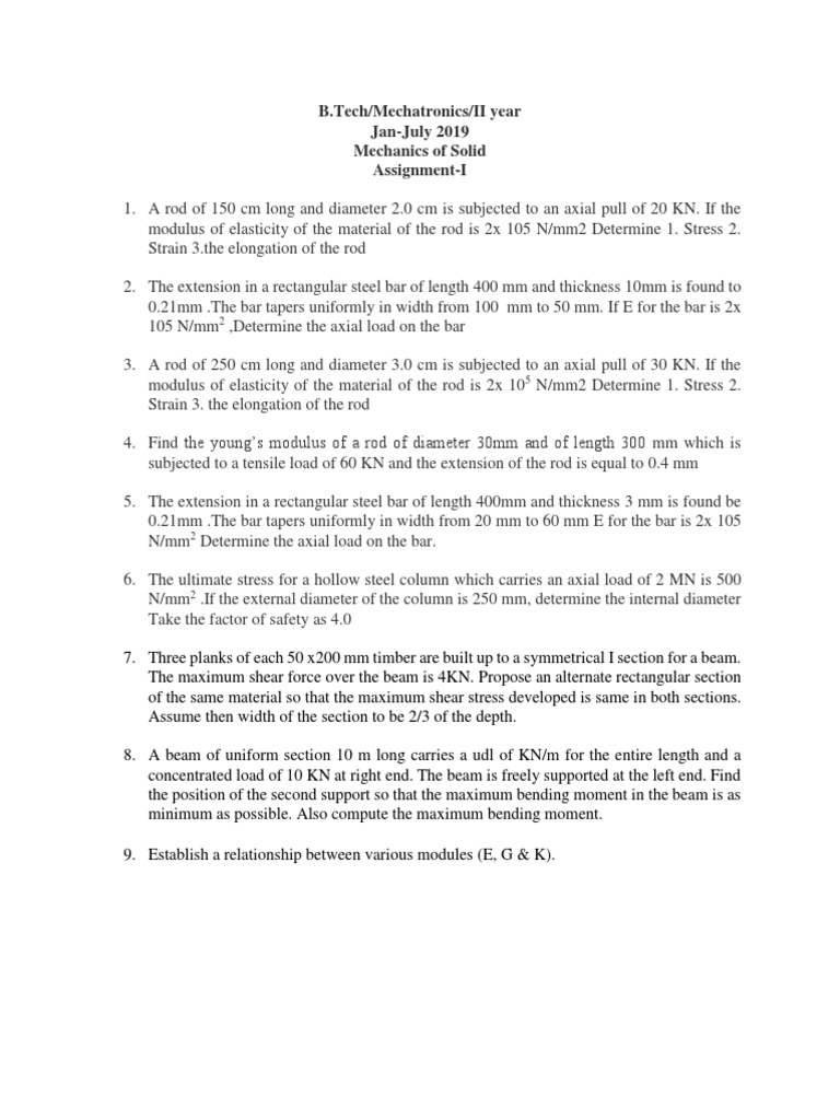 Assignments MOS | PDF | Beam (Structure) | Buckling