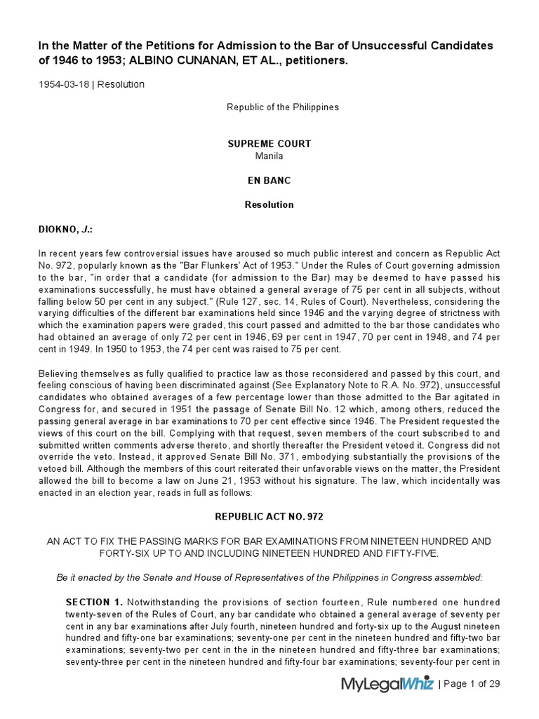 in Re Cunanan, 94 Phil. 554 (1954) | PDF | Lawyer | Precedent