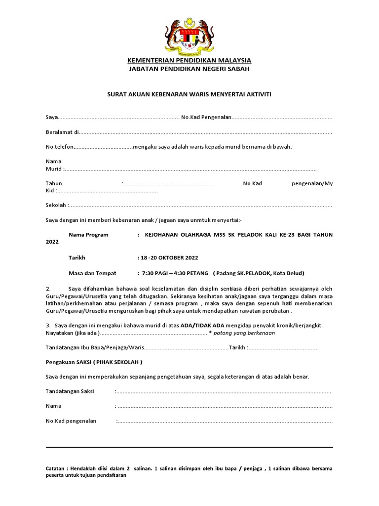 Surat Kebenaran Waris SK Peladok | PDF