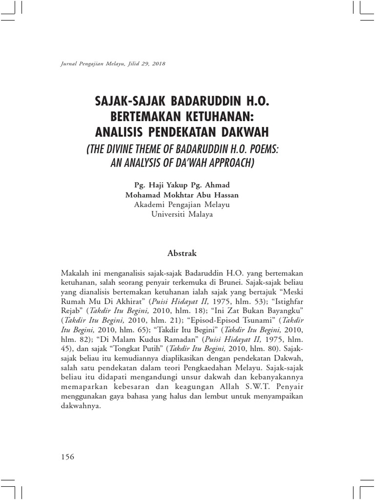 Sajak-Sajak Badaruddin H.O. Bertemakan Ketuhanan: Analisis Pendekatan Dakwah | PDF | Ilmu Sosial ...