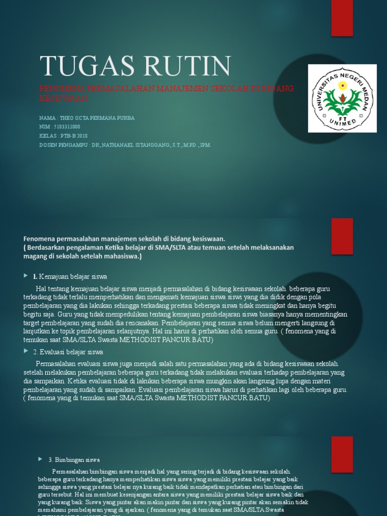 Tugas Rutin Manajemen Sekolah | PDF