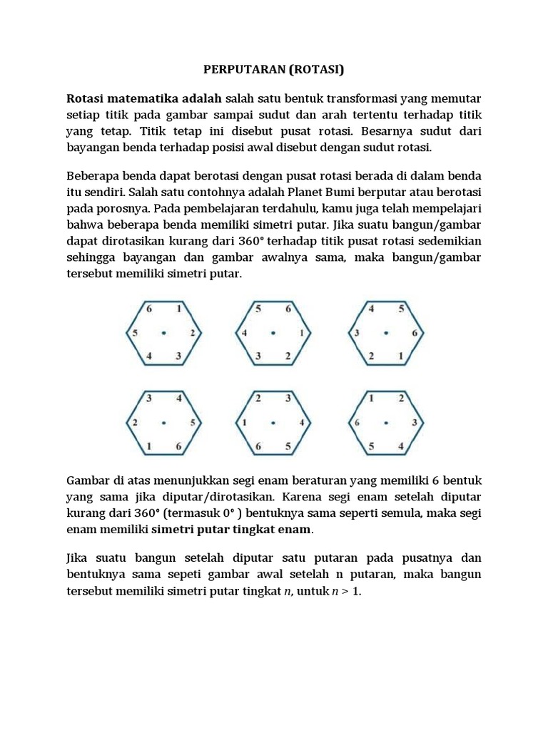 Contoh Soal Rotasi Matematika Kelas 9 | PDF