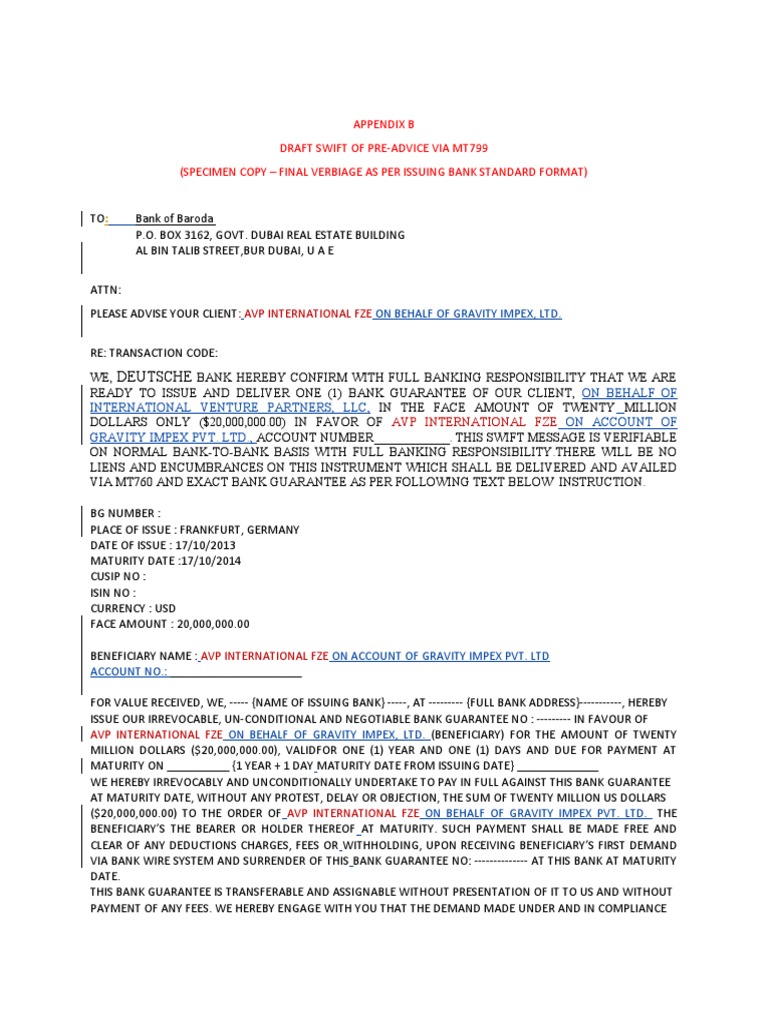 Mt799-760 Draft Bob | PDF | Banks | Guarantee