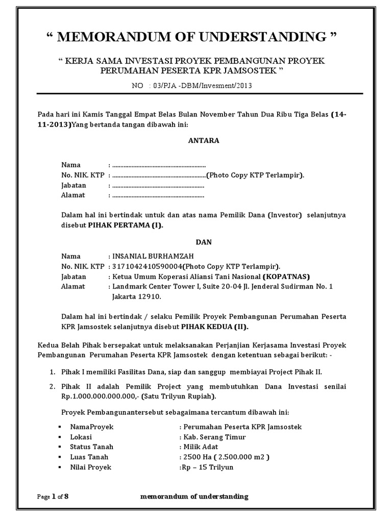 Memorandum of Understanding | PDF