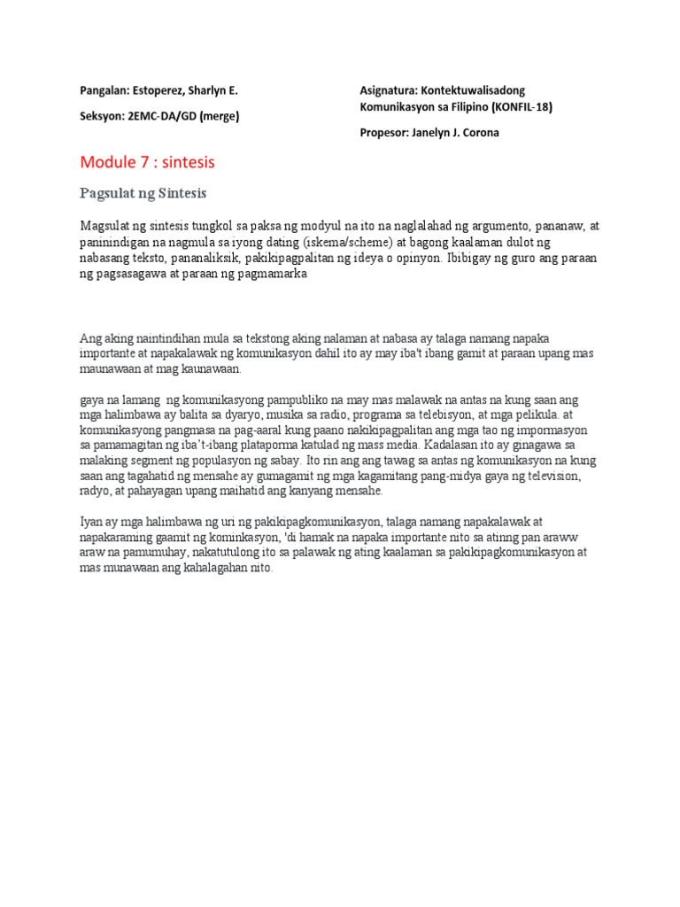 Module 7 Sintesis | PDF