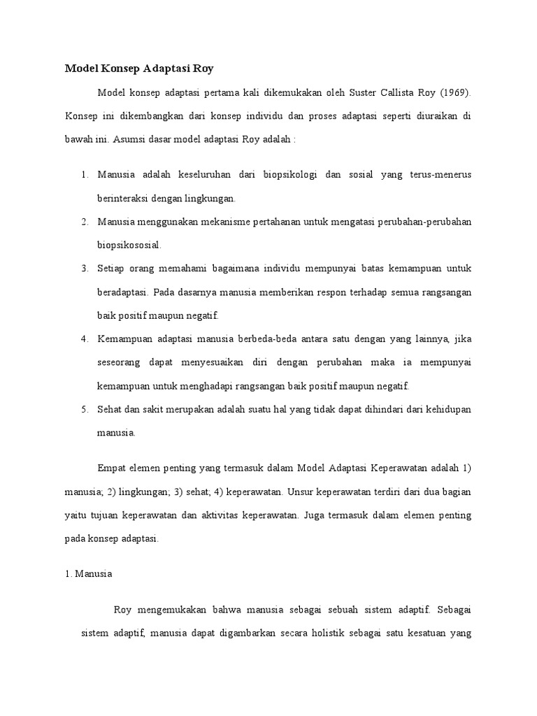 Model Konsep Adaptasi Roy Part 1 | PDF