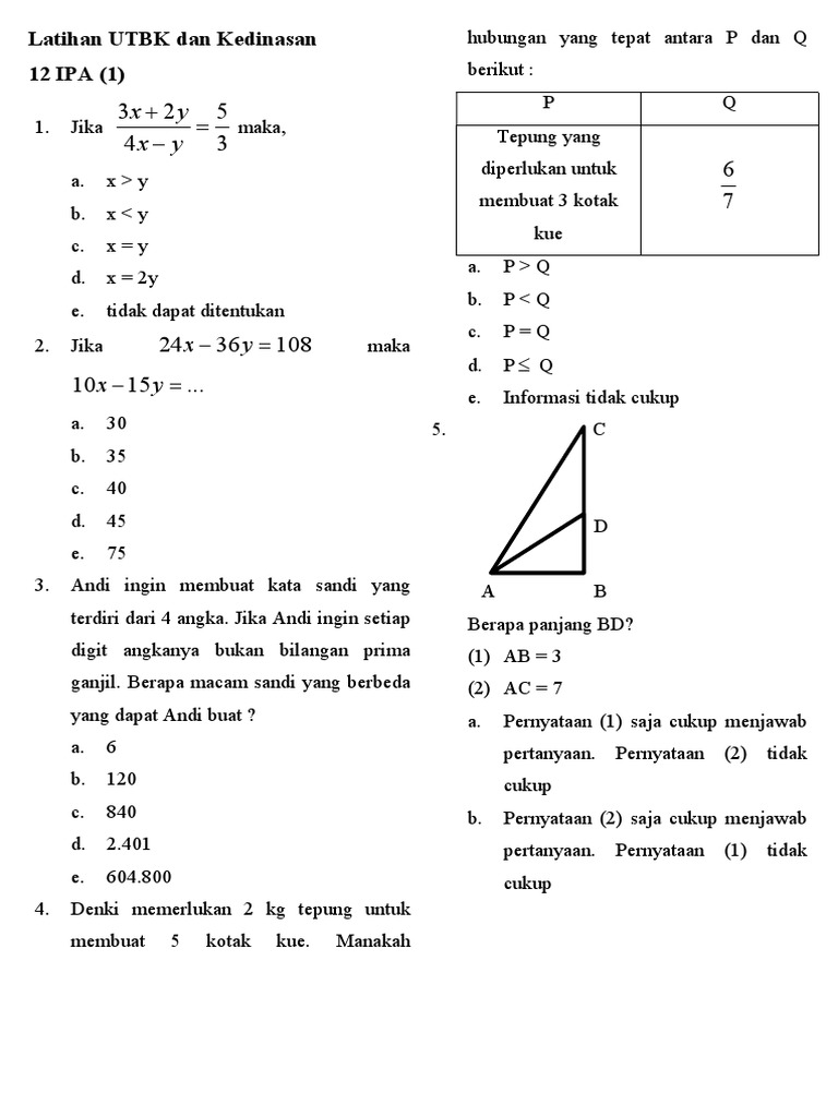 Soal Latihan UTBK & Kedinasan IPA | PDF